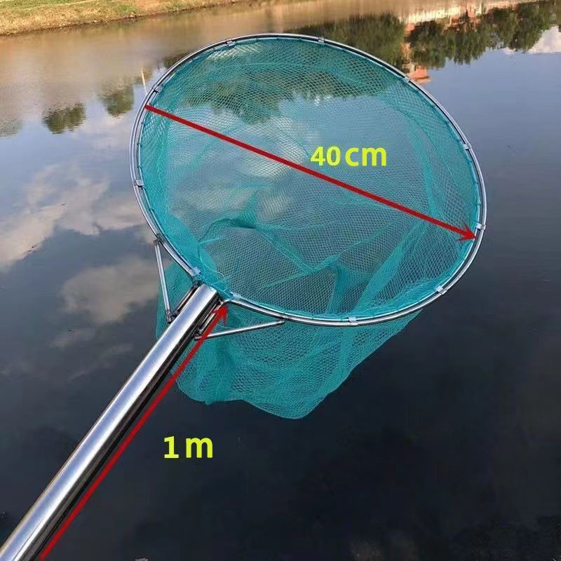 Fishing Net Stainless Steel Handle Nylon Woven Mesh 100CM Capture Big ...