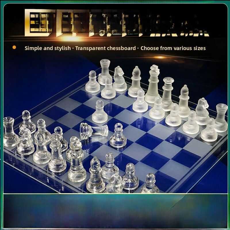 High-End Portable Crystal Glass Chess Small For Students Beginners ...