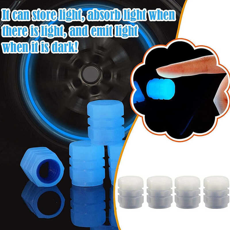 Fluorescent Car Tire Valve Caps Universal Night Glow Tire Caps For Cars ...
