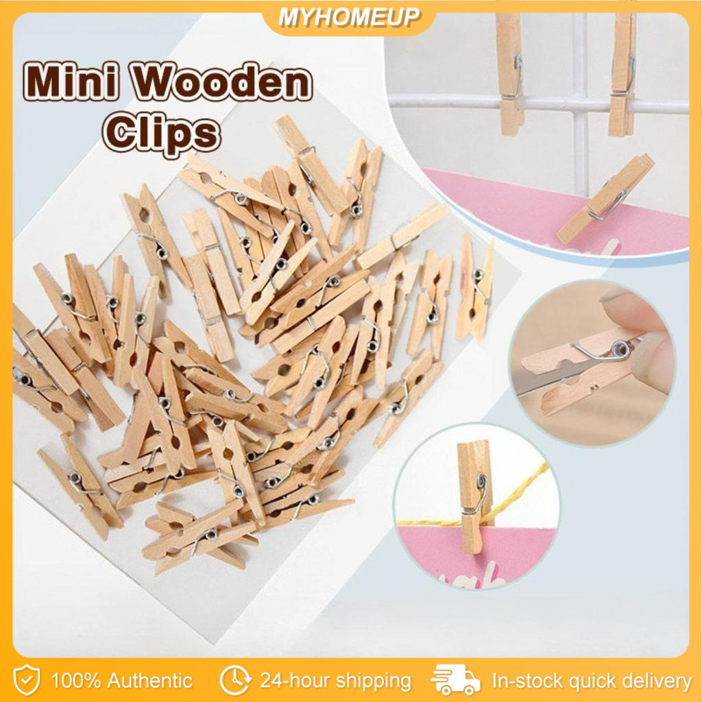 100pcs Mini Natural Wooden Clips Clothespin Clip for DIY Photos Paper ...