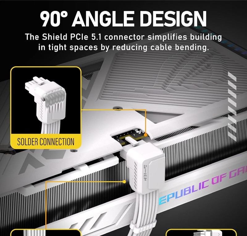 EZDIY-FAB SHIELD 90 16AWG 12VHPWR Male to Female Extension PCIe 5.1 PSU ...