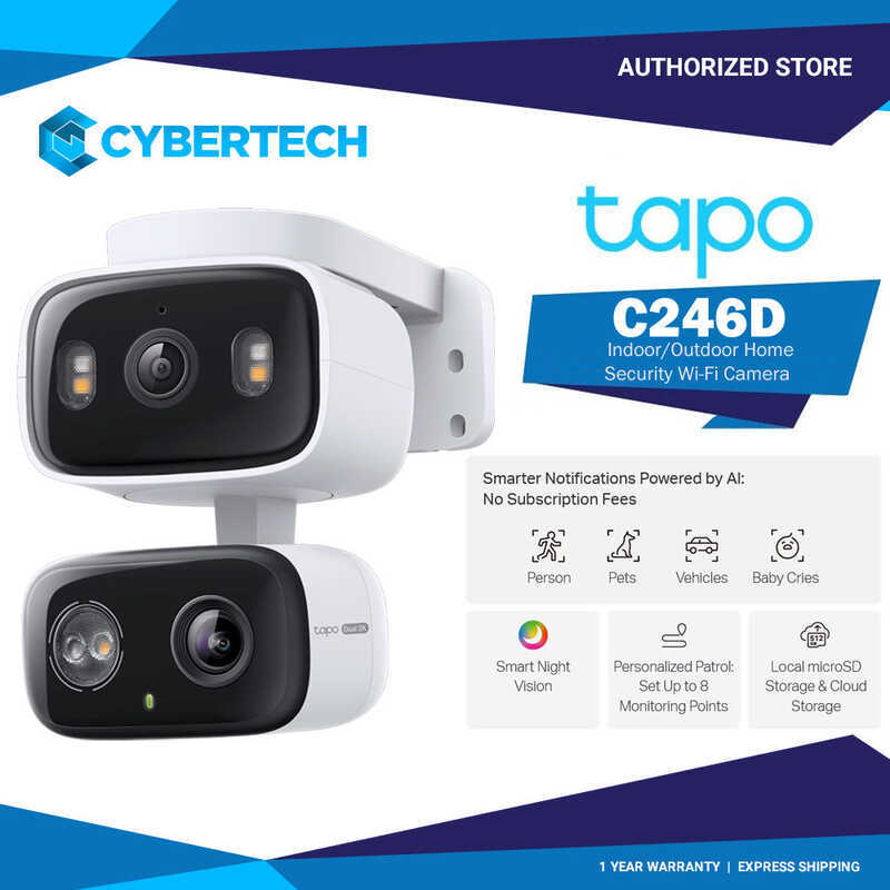 W Tp-Link Tapo C246d Indoor/Outdoor Dual Lens Pan/Tilt Security Camera ...