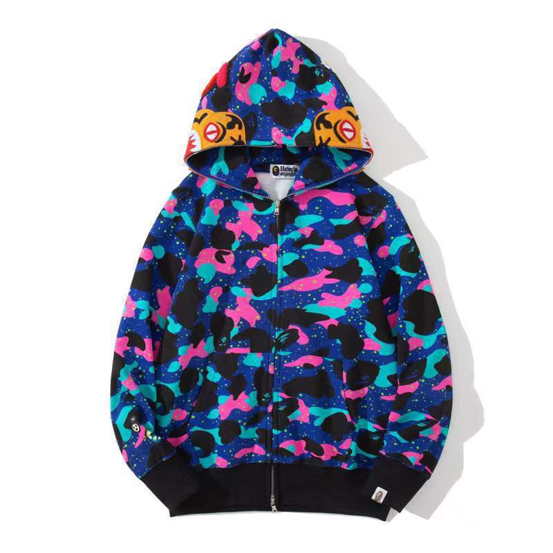 BAPE-Inspired Shark Head Zip-Up Hoodie | Men’s 3D Graphic Streetwear ...