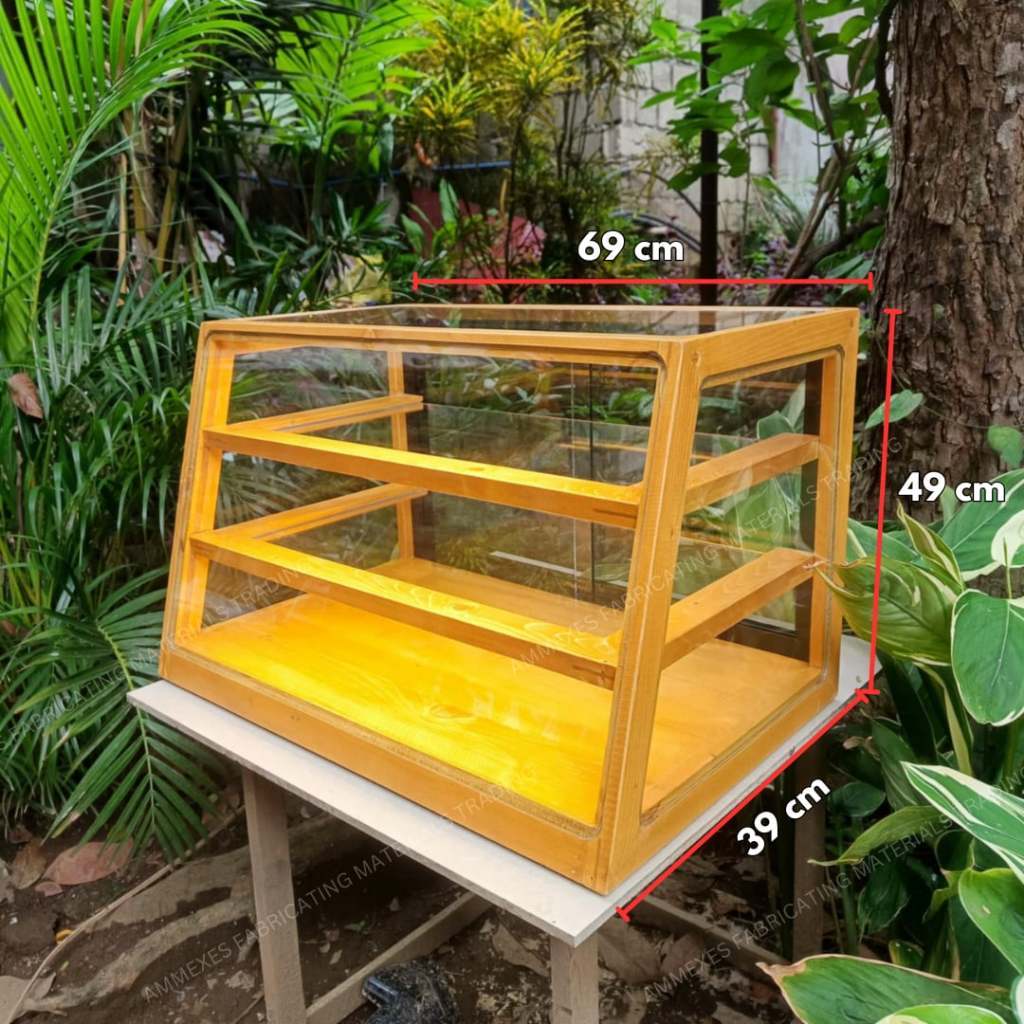LYRA: 3 Layer Slanted type Pastry Bread Food Display Case with Light ...