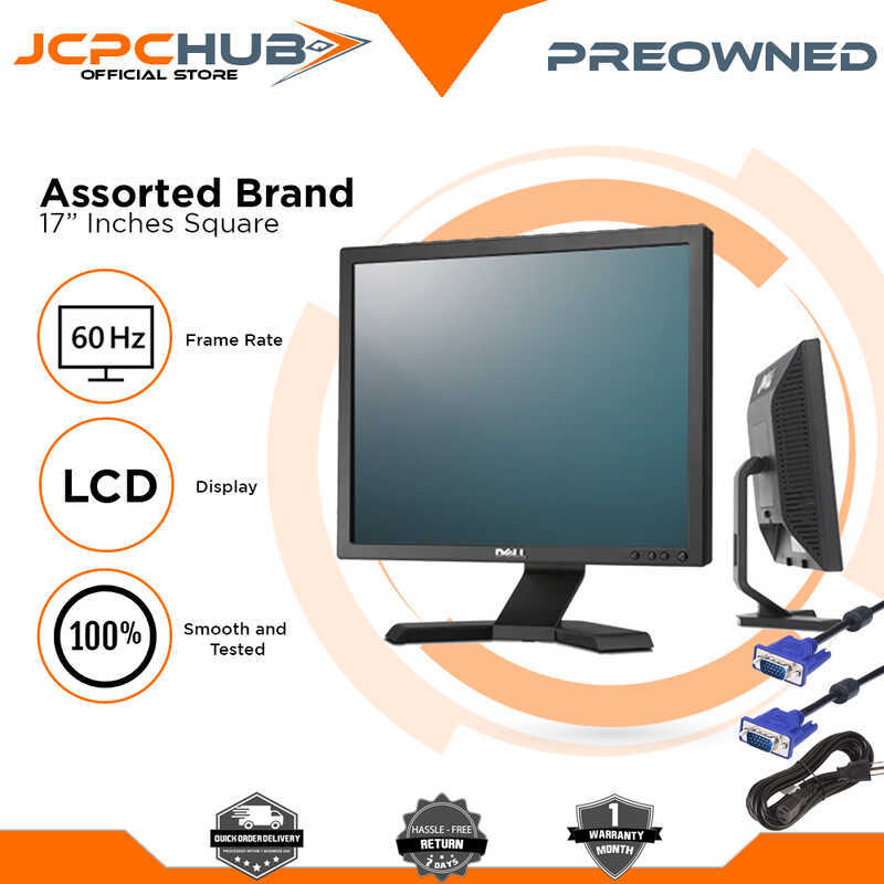 Computer Monitor 17 Inches Dell HP Refurbished LCD Square Stand Wall ...