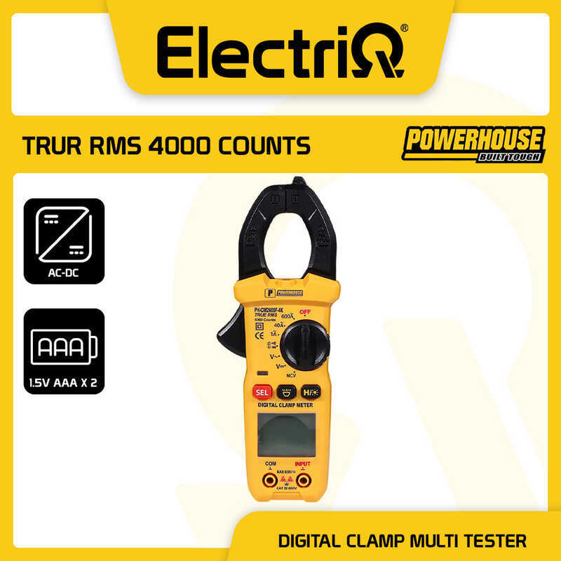 Electriq | Powerhouse TRUR RMS 4000 Counts Dc/Ac Digital Clamp ...