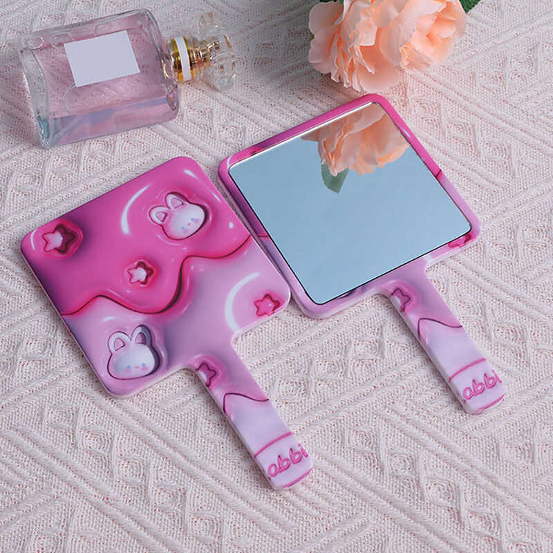 Handheld Cute Cartoon Rabbit Square Makeup With Handle Spa Salon ...