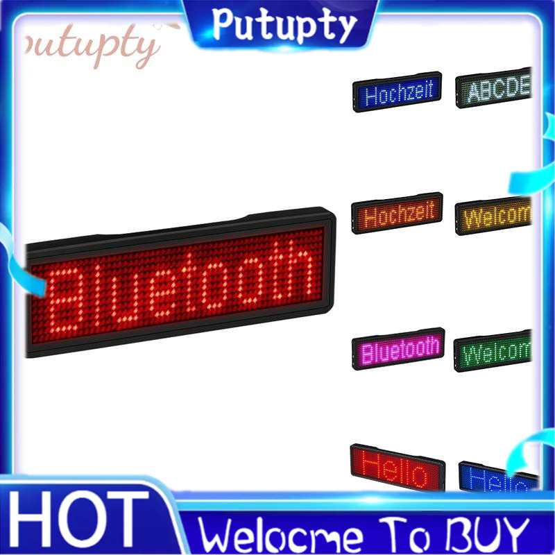 Bluetooth LED Name Badge Rechargeable Light Sign DIY Programmable ...