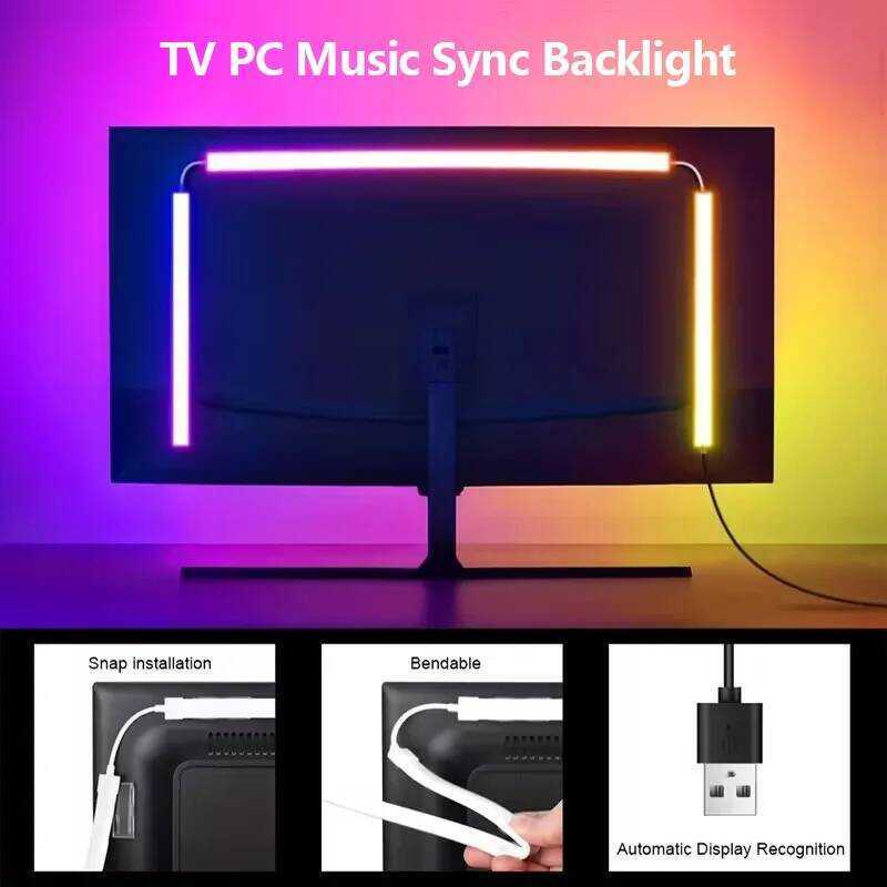 Tt Smart Ambient TV USB PC Strip Lights 24 27 32 34 Inch Monitor Screen ...