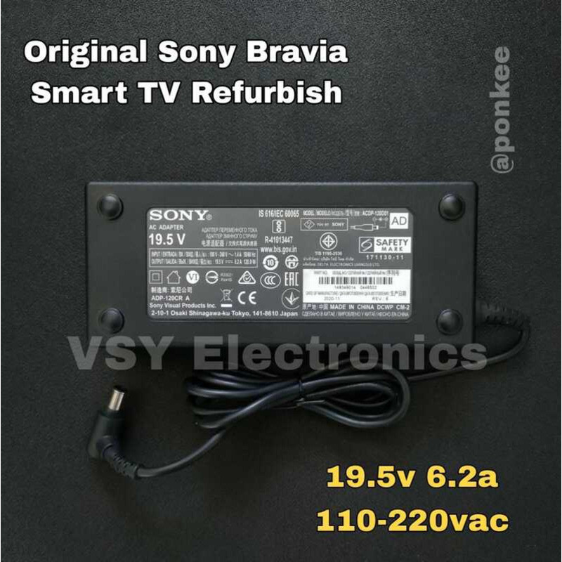 Original Sony Bravia Smart TV Refurbished Power Supply Adaptor 19.5V 6 ...