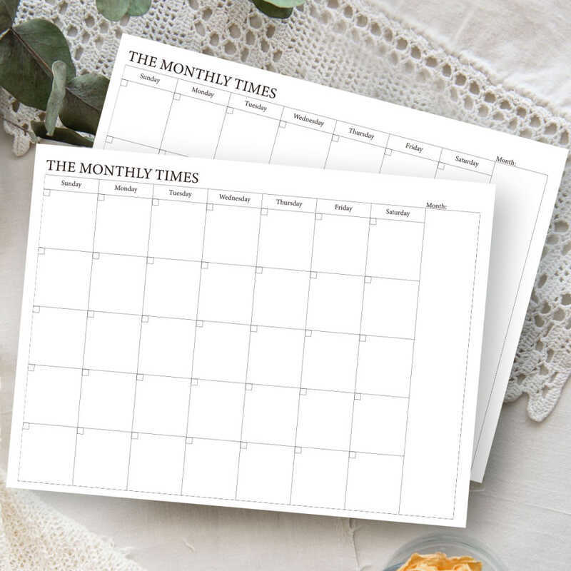 A4 Planner Undated Calendar Organizer, Large Grid Layout, Blank Monthly Overview Pages, School ...