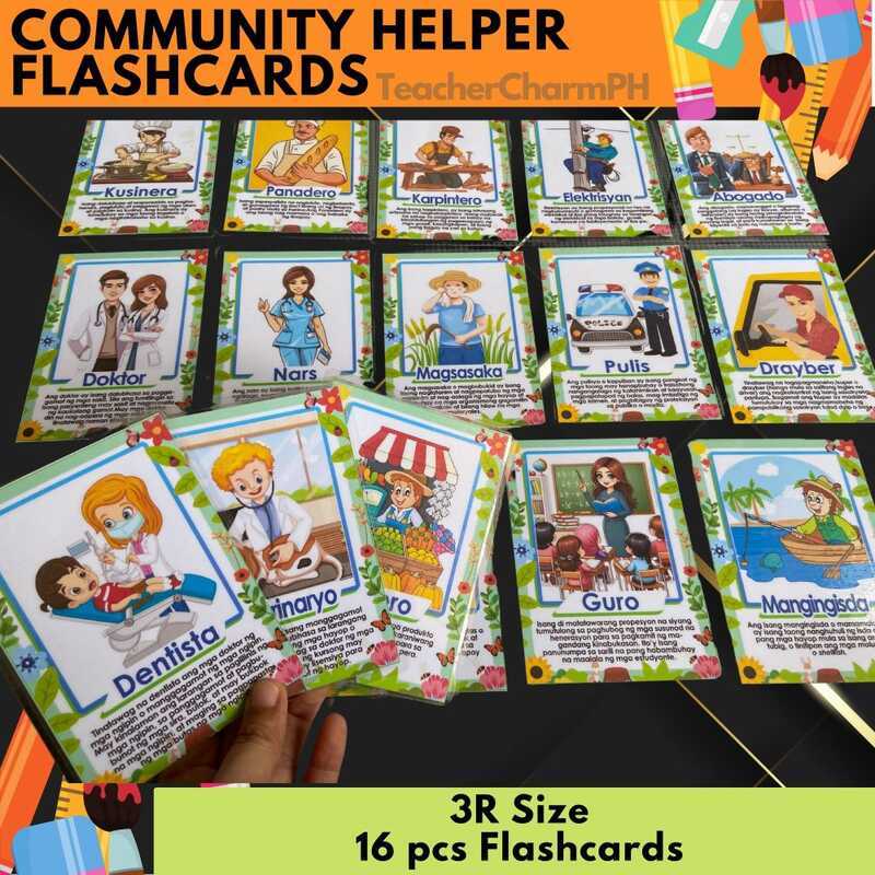 COMMUNITY HELPERS Laminated Educational Flashcards 1F9 | Shopee Philippines