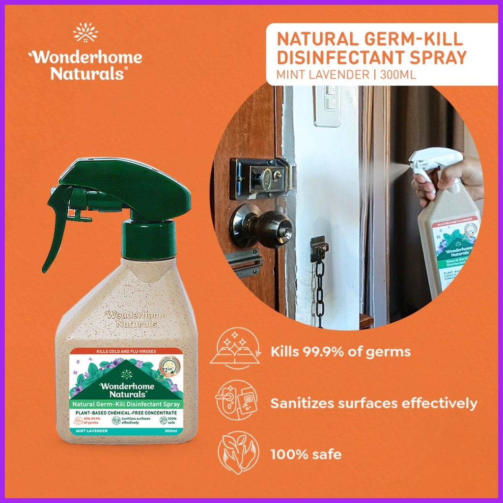 Wonderhome Natural Germ Kill Disinfectant Spray 300ml Mint Lavender ...