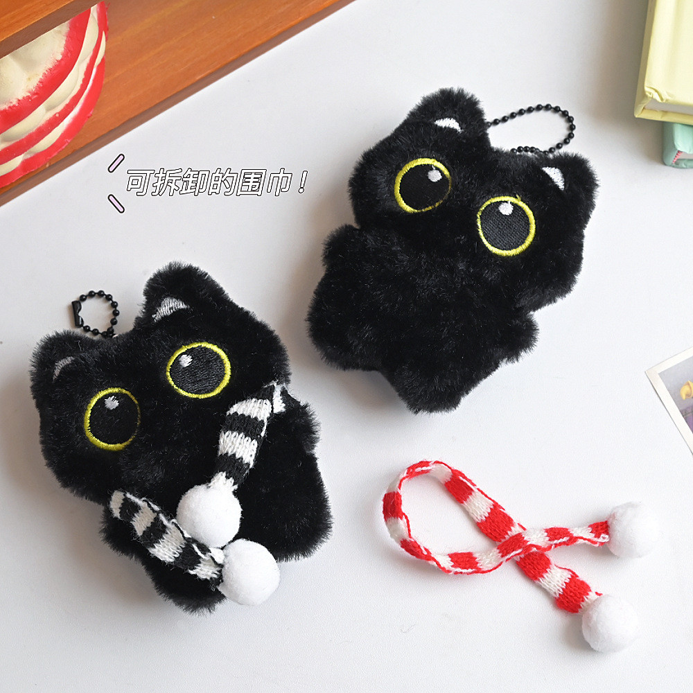 1 Pcs Cute Plush Little Black Cat Doll Pendant Versatile Hanging ...