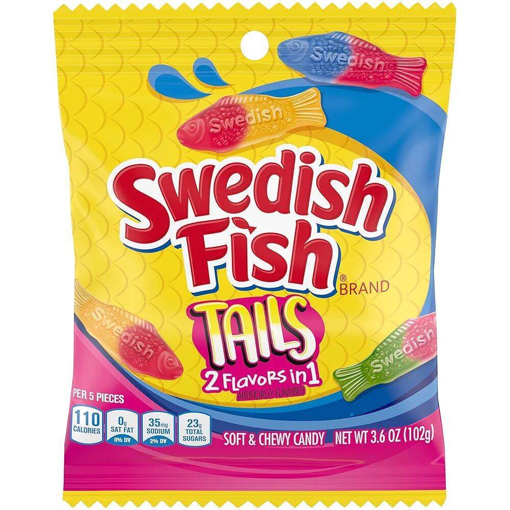 Swedish Fish Tails Candy 102g – USA Imported Soft & Chewy Fruity ...