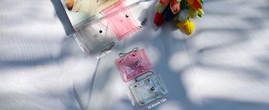 1/3/5Pcs Glitter Transparent PVC Card Bag / Waterproof Coin Purse ...