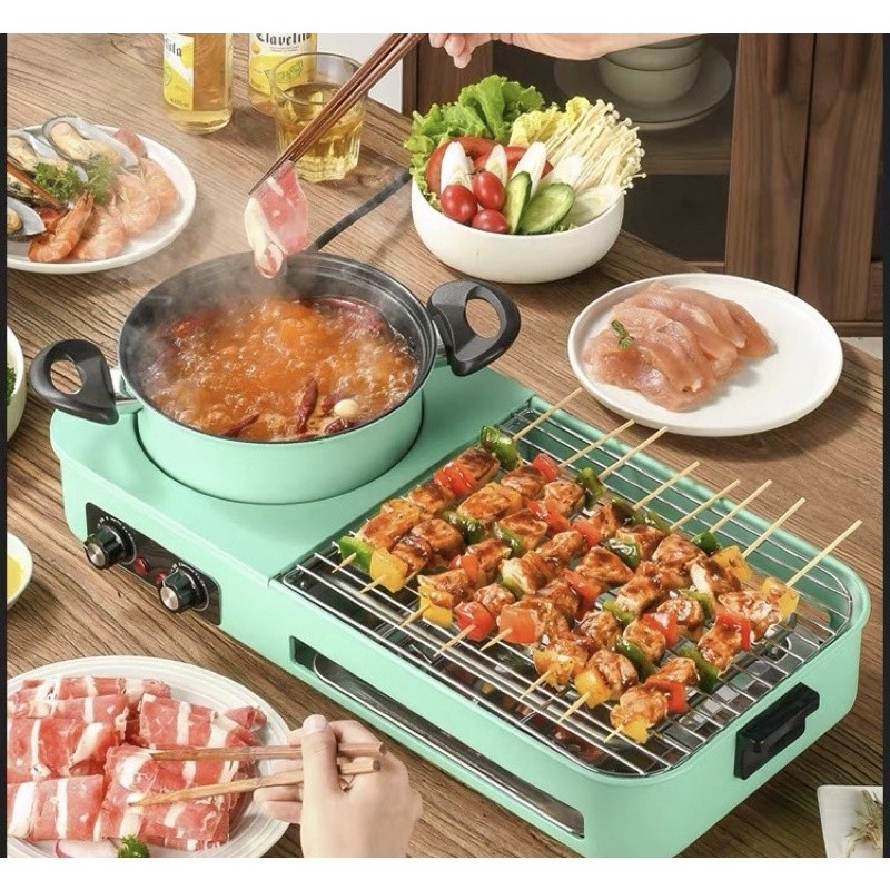 Shopehereph001 Multi-functional Simple Electric Grill Green BBQ ...