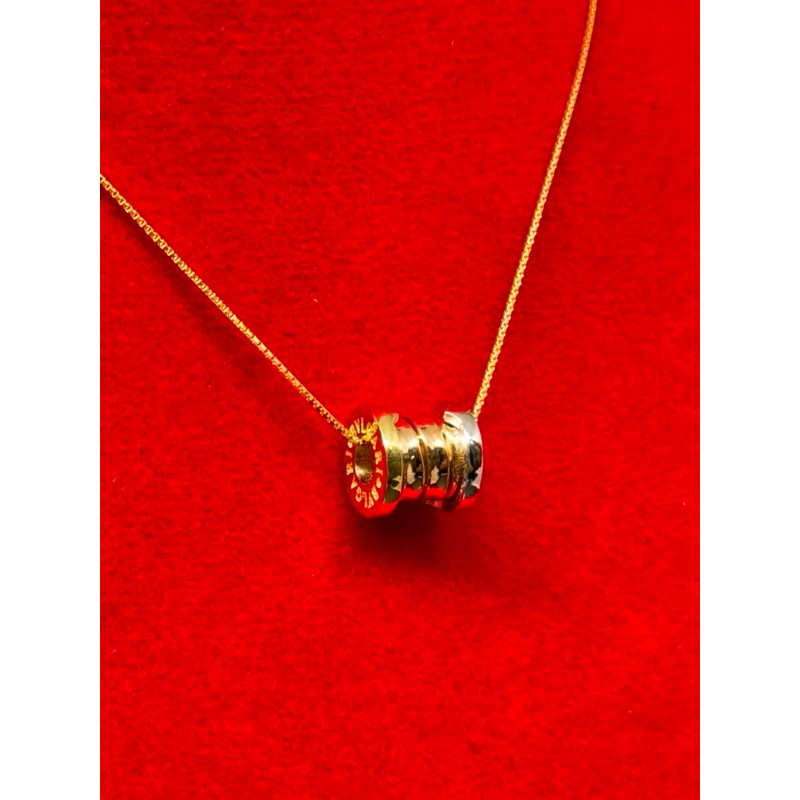 SAUDI 18K GOLD Tricolor Barrel Insert Pendant with Box Necklace ...