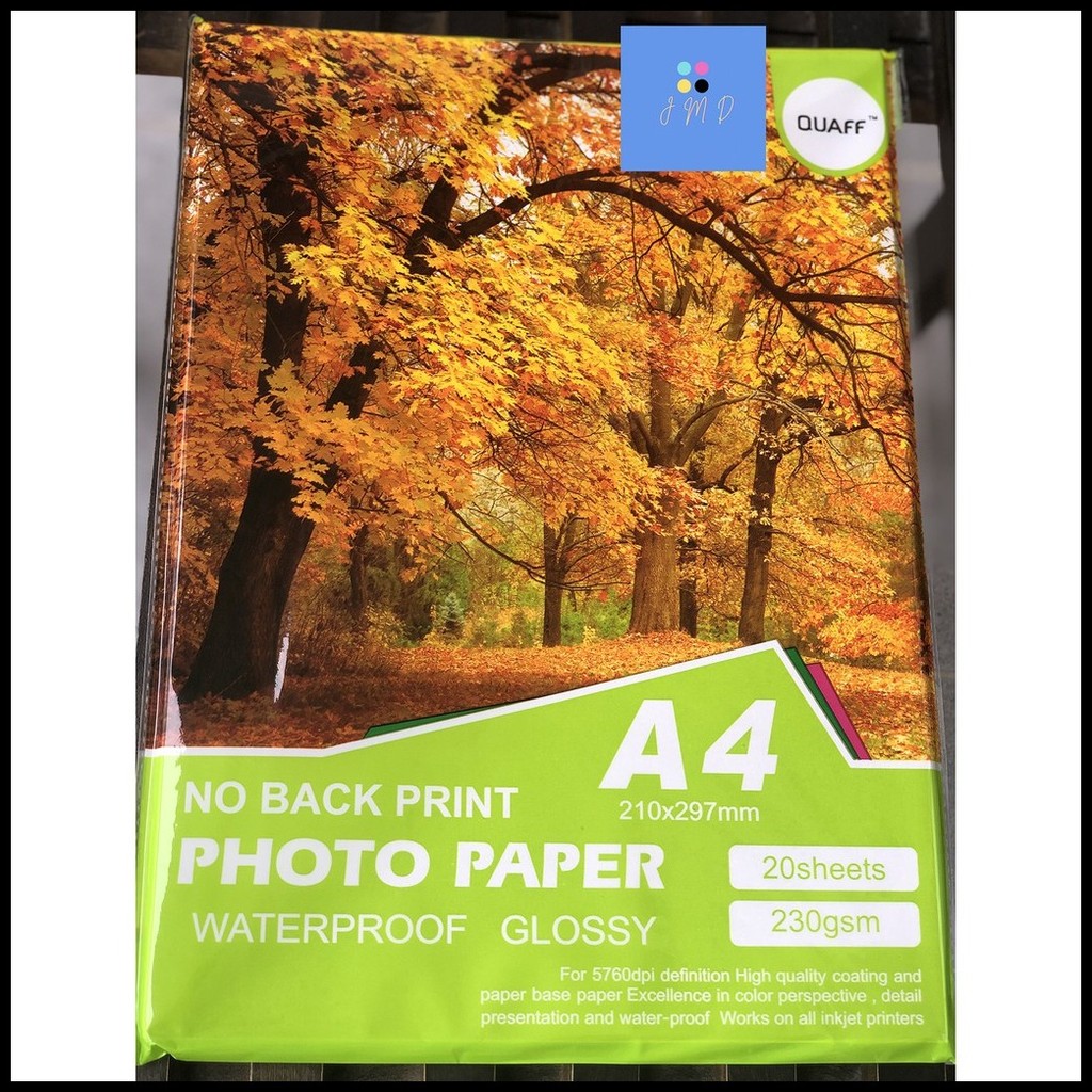 QUAFF No Back Print Inkjet Glossy Photo Paper A4 Size 200gsm / 230gsm ...