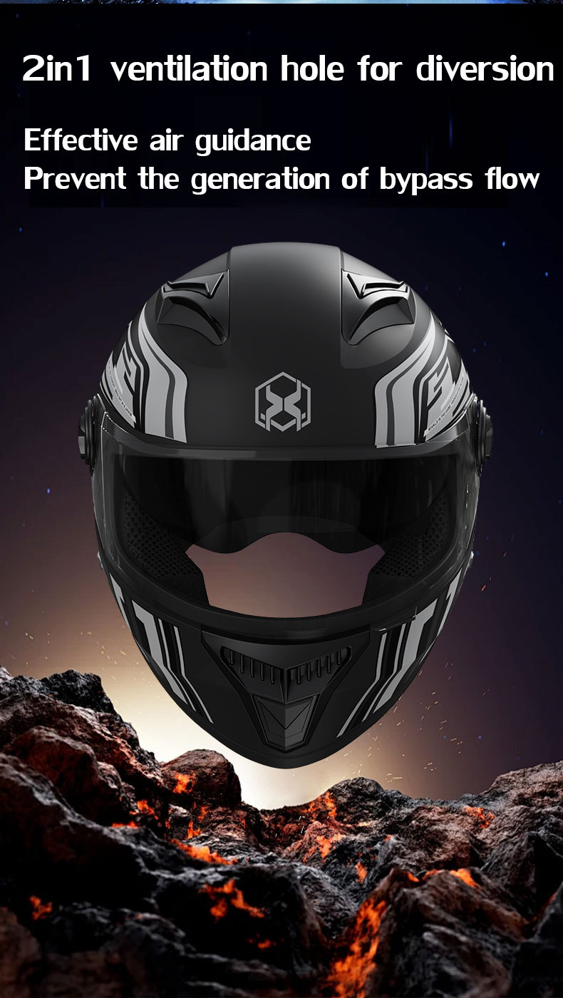 AXK 557 Motorcycle helmet full face dual visor design unisex, sizes M ...