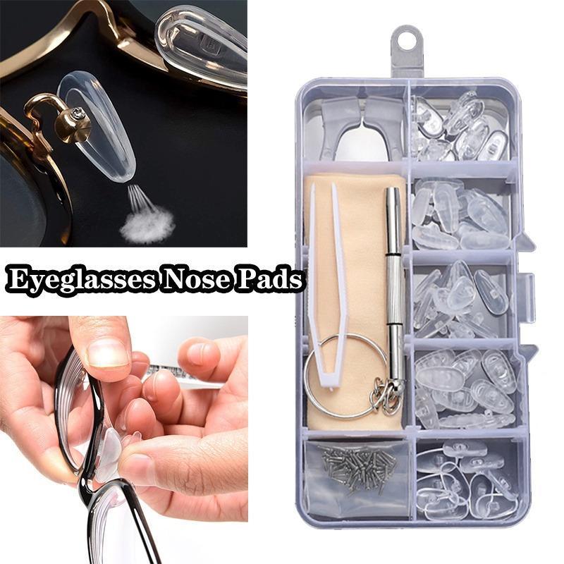 Eyeglass Nose Pad Repair Kit with Screw Lock Silicone Pads and Anti ...