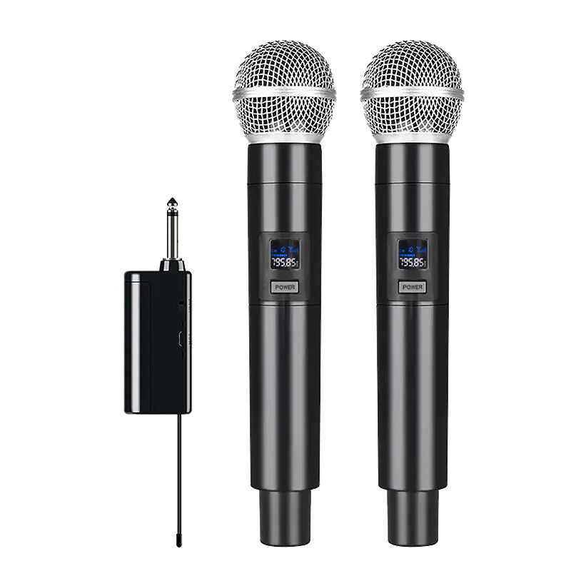Wireless Microphone Rechargeable UHF Mike Dynamic Mic Work Range 50 M ...