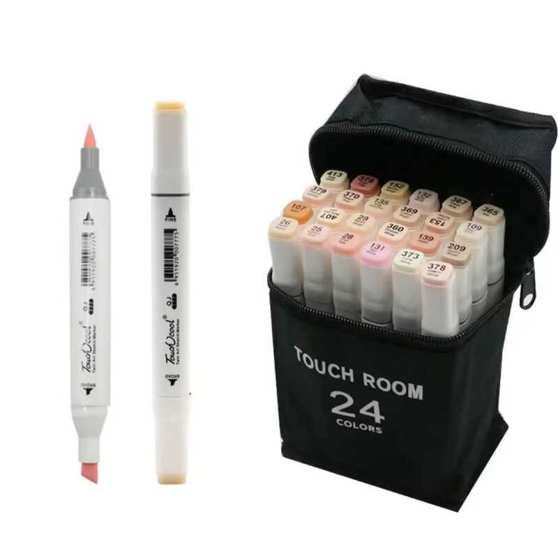 Double Tip Alcohol-Based Flesh Color Marker Set 24 Colors Skin Color ...