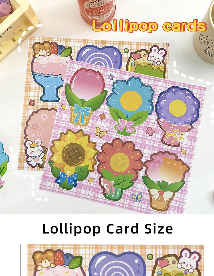 120Pcs Lollipop Decorative Cards Cute Candy Decoration Cards Christmas ...