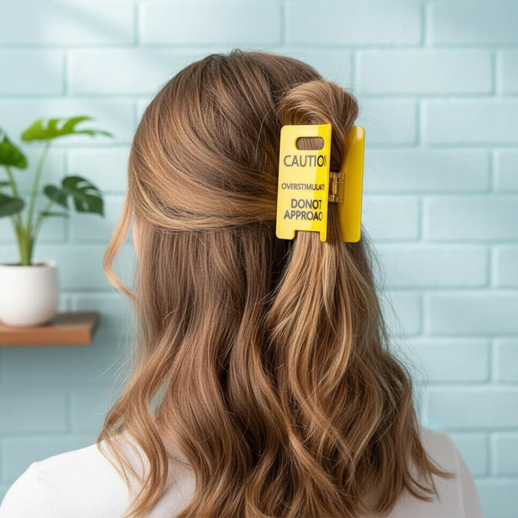 Overstimulated Caution Sign Hair Claw Clip, Do Not Approach Sign Hair ...