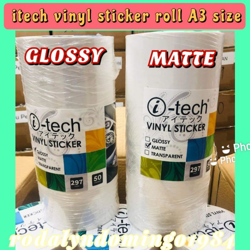 I-TECH VINYL STICKER WATERPROOF ROLL A3 SIZE 297MM×50METERS 12 ...
