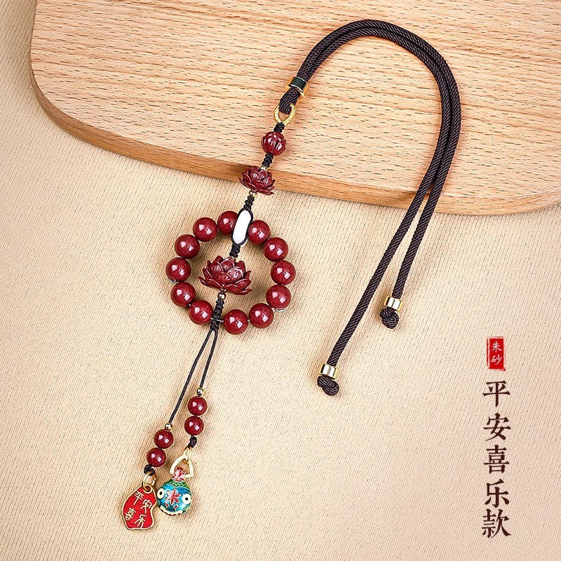 2025 New Style Cinnabar Lotus Car Pendant Car Peace Joy Car Interior ...