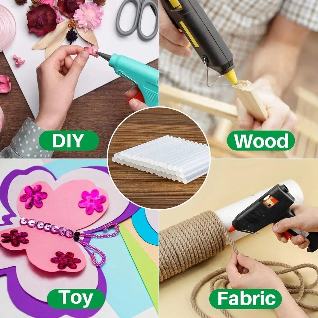 100pcs Hot Melt Adhesive Glue Sticks Translucent Small GlueStick Rod ...