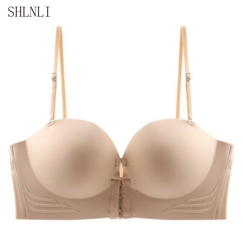 Women's Seamless Non Slip Shoulder Strap Bra Simple Solid Color ...