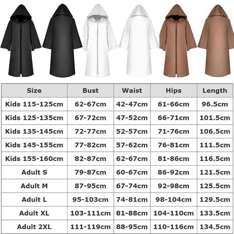 Star Clu Wars Jedi Warrior Hooded Cloak Cape Robe Costume Cosplay ...