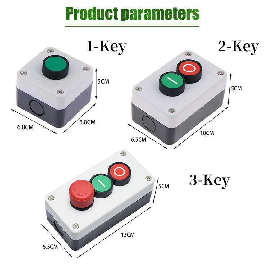 On/Off Power Push Button Switch Metal Case 1/2/3 Keys Emergency Stop ...