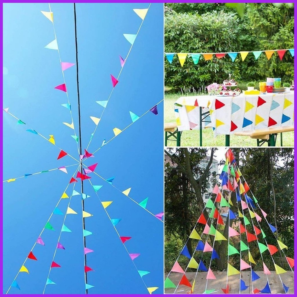 ♈ 100 Meter Colorful Triangle Flags Banderitas Flag Festival Triangle ...