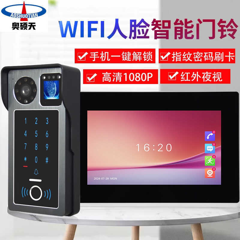 Auspicious Face Identification Video Doorbell Intercom Fingerprint ...