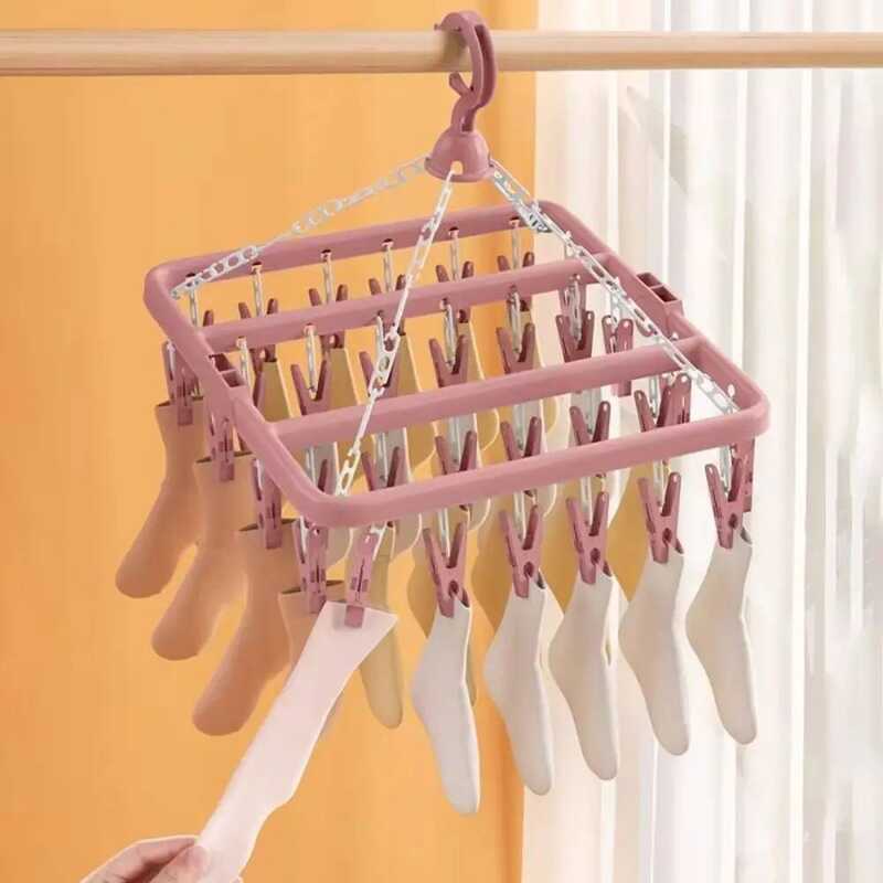 F Extra Thick Rack Heavy Duty 32 Clips Multi Clip Hanger Plastic ...