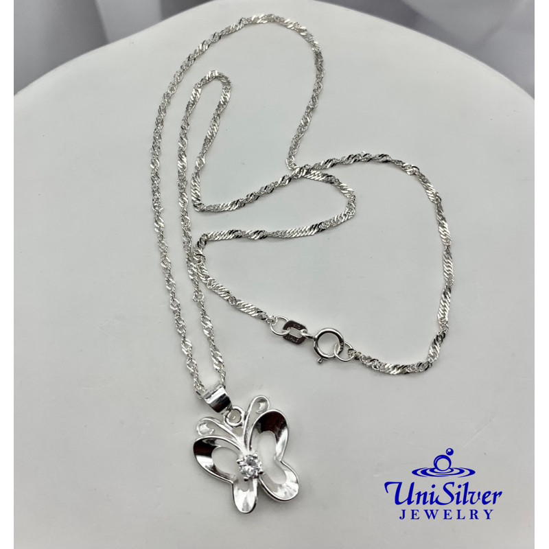 Unisilver 925 Sterling Butterfly With Stone Pendant Necklace (NPS151 ...