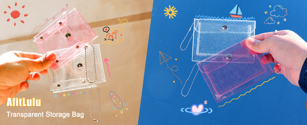 1/3/5Pcs Glitter Transparent PVC Card Bag / Waterproof Coin Purse ...