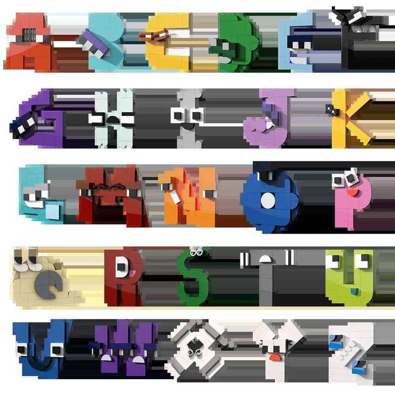 Gobricks MOC Letters Lore A-Z 26 English Alphabet Building Blocks Set ...