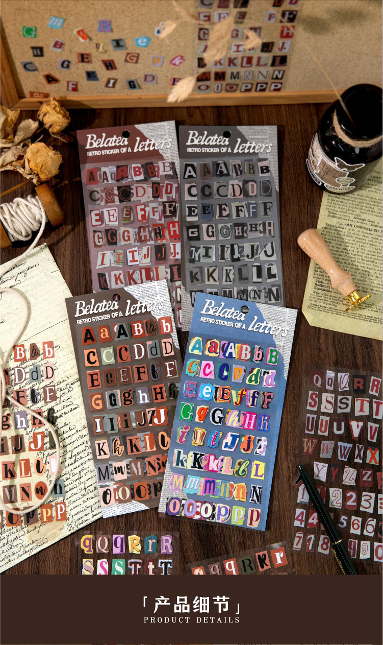 2 Sheets Vintage Stickers Scrapbook Stickers Graffiti Cute Vintage ...