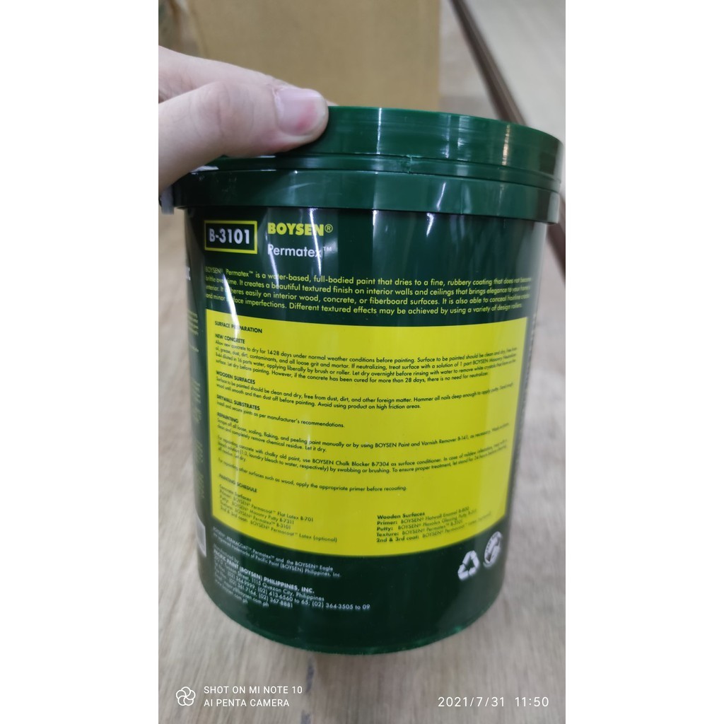 BOYSEN Permatex Water Base Texture Finish White Paint #3101 4Liters ...