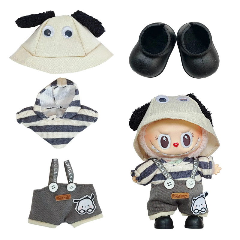 17cm Lafufu Blind Box Keychain - Cartoon Overalls Series Doll Clothes ...