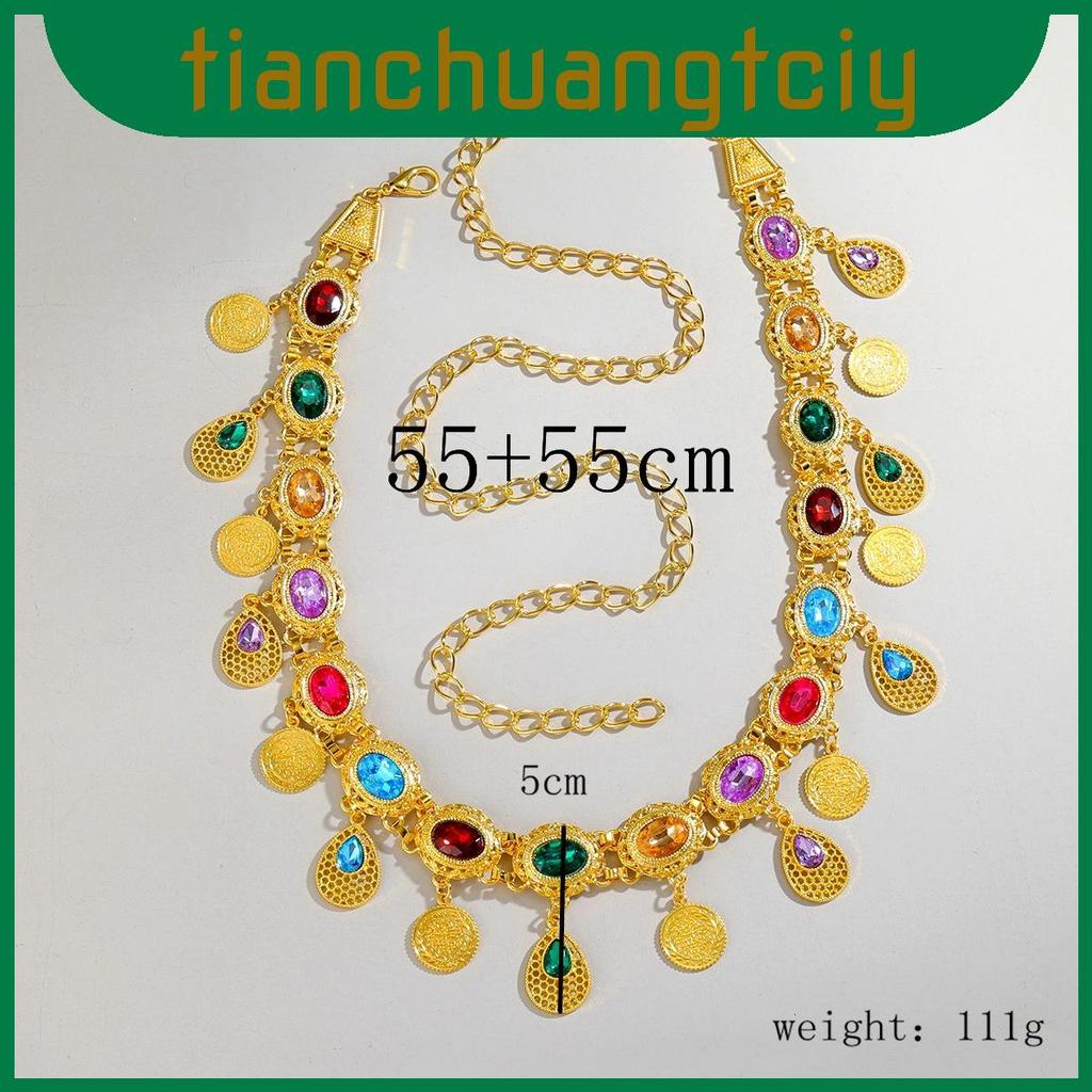Jewelry Gold Islamic Alloy Acrylic Gem Waist Chain With Hollow Pattern ...