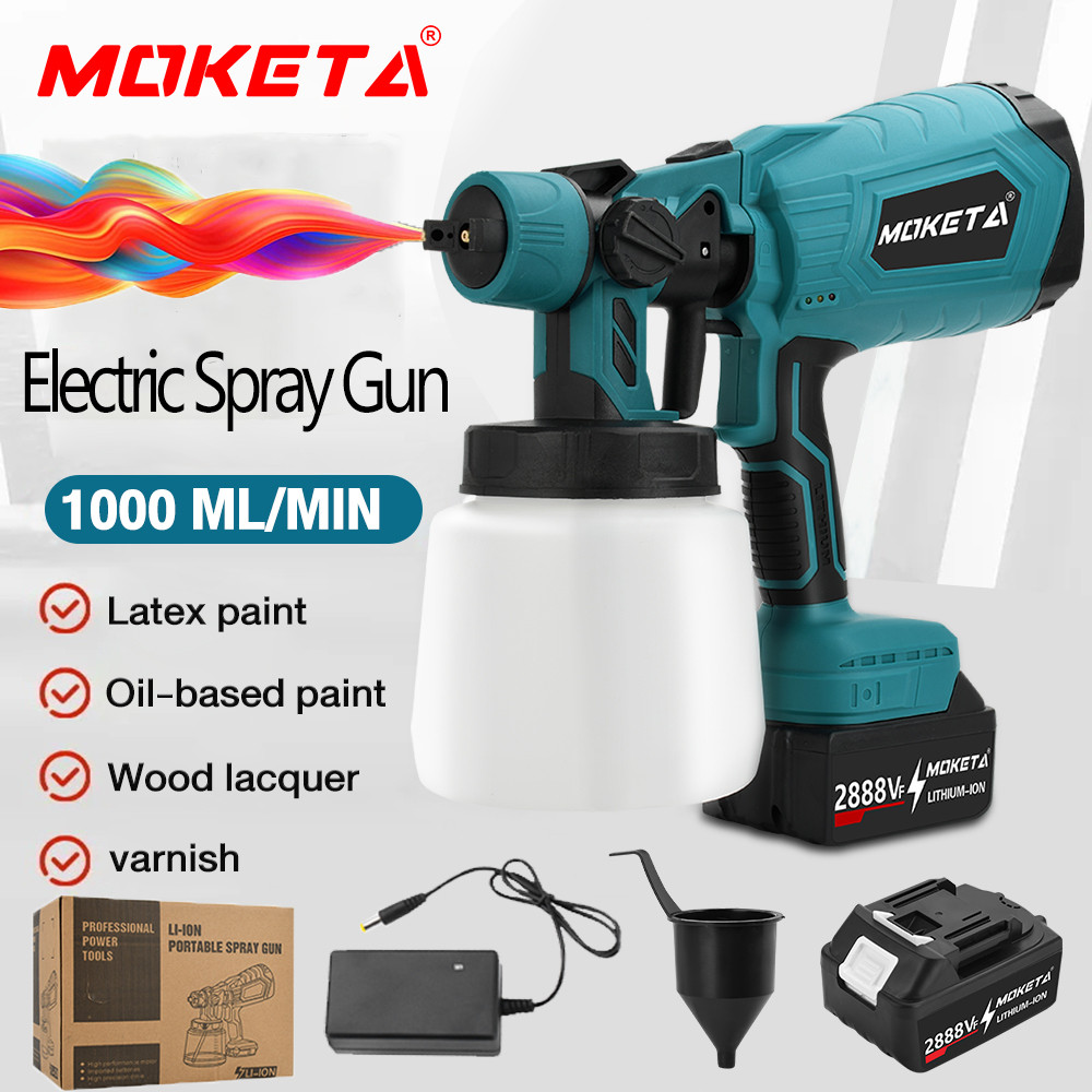 MOKETA Cordless Electric Paint Spray Gun for Paint Sprayer Portable ...