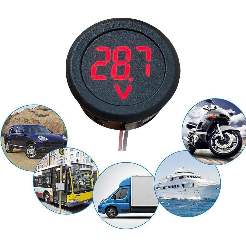 DC 5-100V LED Digital Display Round Digital Voltmeter Tester Two-wire ...