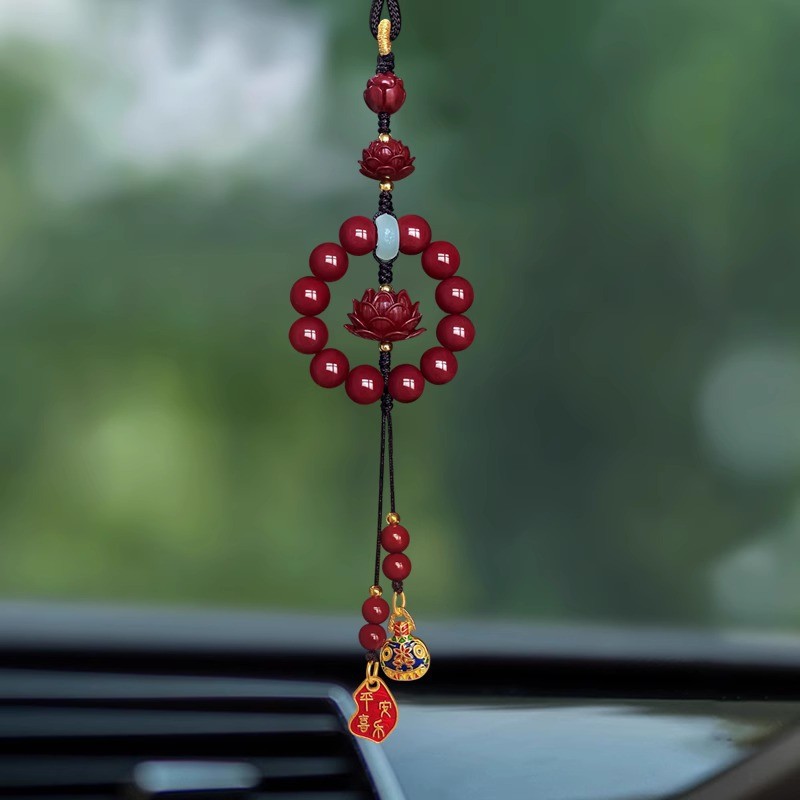 2025 New Style Cinnabar Lotus Car Pendant Car Peace Joy Car Interior ...