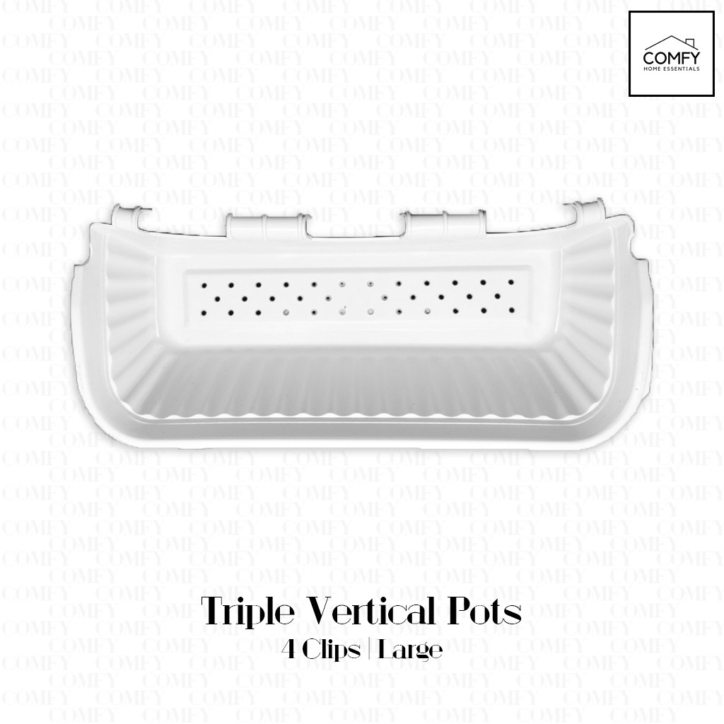 (8PCS/SET) 4 Clips Large Triple Hanging Vertical Pots Wall Flower ...