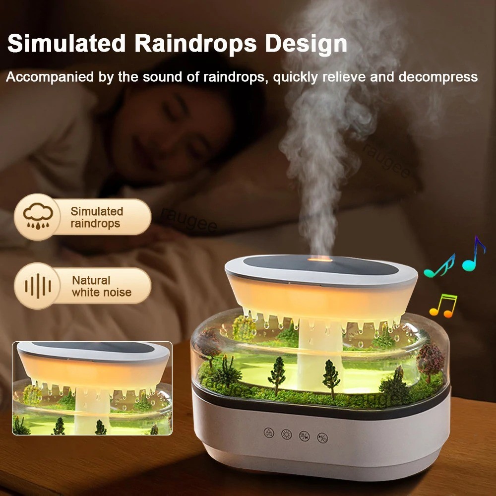Aroma Humidifier Raindrop Air Humidifier Colorful Light White Noise ...